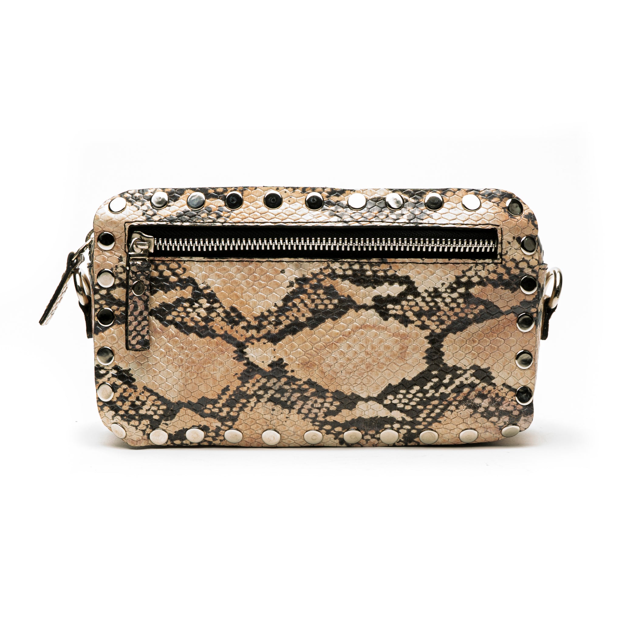 VICTORIA CAMERA BAG BEIGE AND BLACK PYTHON